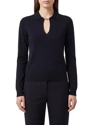 DIESEL® Long Sleeve Knit Top With Embellished Neckline - Black