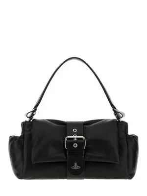 VIVIENNE WESTWOOD Leather Handbag With Buckle Detail - Black
