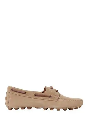 TOD'S Suede Loafers With Tie Fastening - Beige