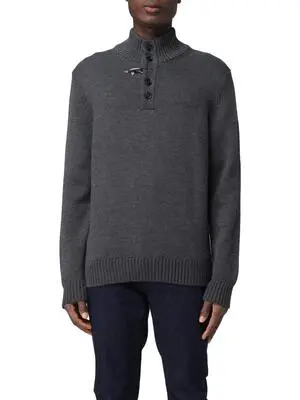 FAY Ribbed Knit High Neck Pullover - Grey