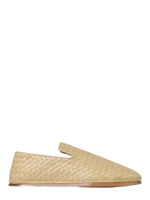Bottega Veneta Woven Leather Moccasins - Beige