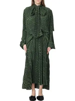 Balenciaga Pleated Printed Dress - Green