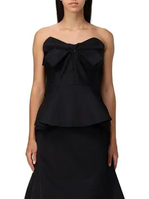 Alexander McQueen Bow Detail Peplum Top - Black