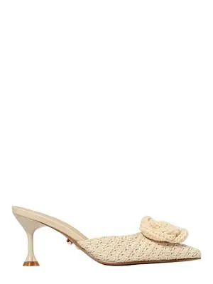 TWENTY FOURHAITCH Woven Mule With Bow Detailing - Cream