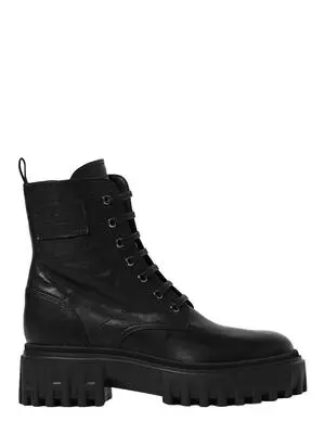 Hogan Lace-up Lug Sole Boots - Black