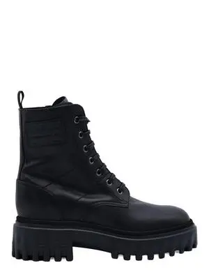Hogan Lace-up Lug Sole Boots - Black