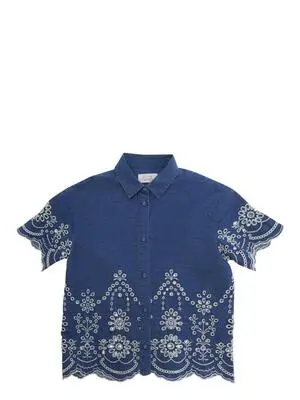 MC2 SAINT BARTH Embroidered Cotton Shirt - Blue