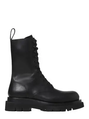 Bottega Veneta Leather Lace-up Combat Boots - Black