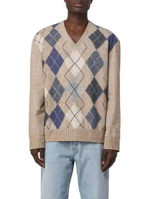 Bottega Veneta Argyle V-neck Sweater - Beige