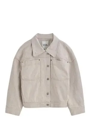 Cos Relaxed Fit Denim Jacket With Oversized Pockets - Beige