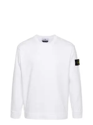 Stone Island Crewneck Sweatshirt With Logo Patch - White