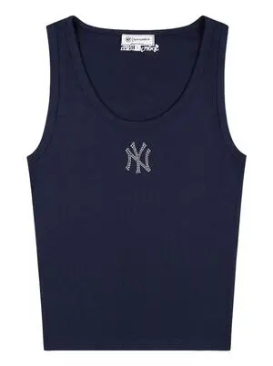 SPORTY & RICH Cropped Tank With Embellished Logo - Blue