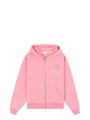 SPORTY & RICH Yankees Krystal Zip Hoodie - Pink