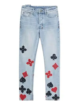 Ksubi Chitch Duke Jeans With Card Motifs - Blue
