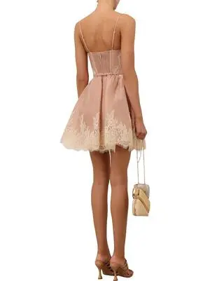 Zimmermann Valiant Lace Trim Mini Dress - Light Pink