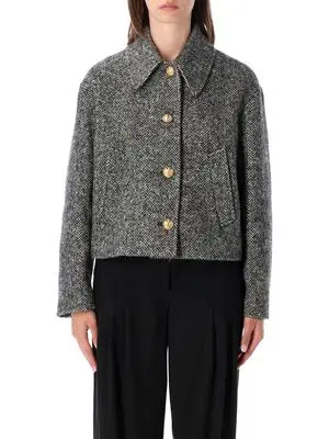 Valentino Garavani VALENTINO GARAVANI Wool-Blend Cropped Jacket With Classic Collar Nero
