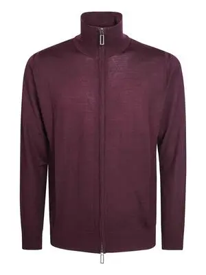 PAOLO PECORA Zip-up High Neck Cardigan - Rosso
