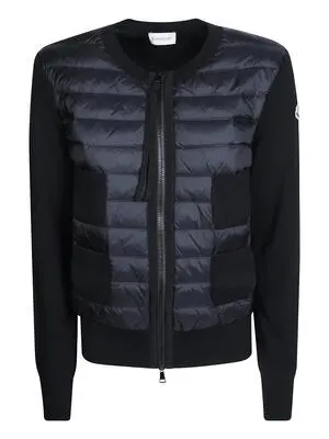 Moncler Quilted Knit Zip-up Cardigan - Nero