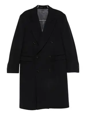 LARDINI Lana Wool Double Breasted Overcoat - Navy