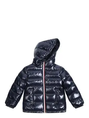 Moncler Down Quilted Zip Up Hooded Jacket - Blu