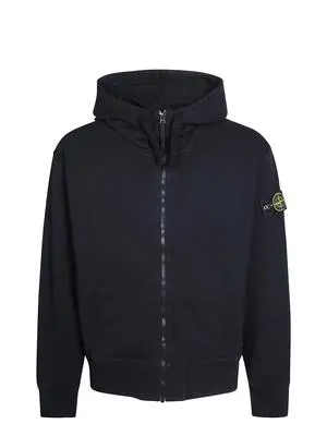 Stone Island Zip Up Hooded Sweatshirt - Nero