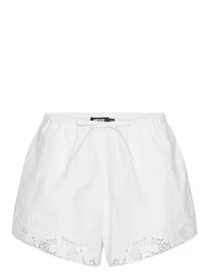 ROTATE BY BIRGER CHRISTENSEN ROTATE Floral Lace Cotton Drawstring Mini Shorts Bianco