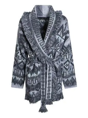 Alanui Time To Shine" Jacquard Knit Cardigan With Fringe Detail - Grigio