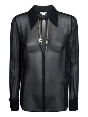 ELISABETTA FRANCHI ELISABETTA FRANCHI Black Viscose Shirt With Gold Chain Detail