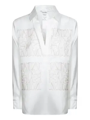 Max Mara Silk Shirt With Monogram Detailing - Rosa