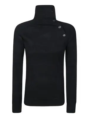 DONDUP Slim Fit Mock Neck Polo Sweater In Viscose - Nero