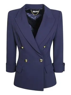 Elisabetta Franchi Double Breasted Tailored Jacket - Blu