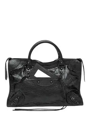 Balenciaga Medium City Lambskin Tote Handbag - Black