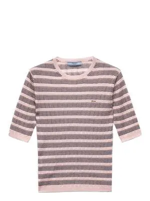 Prada Striped Cashmere And Silk Sweater - Pink
