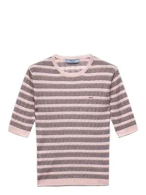 Prada Striped Cashmere And Silk Sweater - Pink/blue
