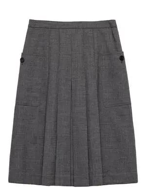 Prada Pleated Skirt With Patch Pockets - Slate Gray