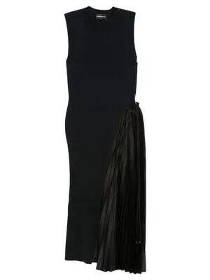 Emporio Armani Sleeveless Pleated Midi Dress - Black