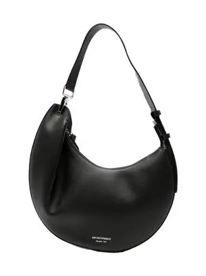 Emporio Armani Medium Leather Hobo Bag - Black