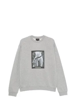 Emporio Armani Printed Cotton Sweatshirt - Grey