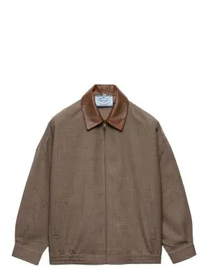 Prada Houndstooth Wool Blouson Jacket - Brown