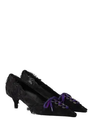 Prada Prada Feather-Embellished Satin Pumps Black