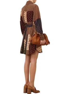 Zimmermann Tuck Mini Dress - Geo Patch Print