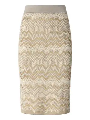 Missoni Chevron Wool And Viscose Mini Skirt - Beige