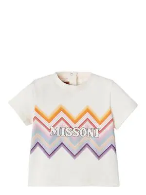 Missoni Cotton Crewneck T-shirt With Chevron Print - White