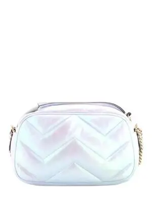 Gucci Gg Marmont Chevron Small Shoulder Bag - Blue