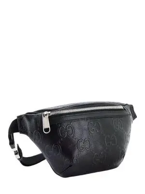 Gucci Gg Embossed Perforated Leather Small Belt Bag - Black