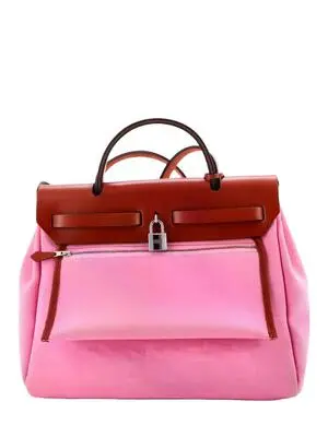 Hermès Herbag Zip Leather And Toile 31 Shoulder Bag - Pink