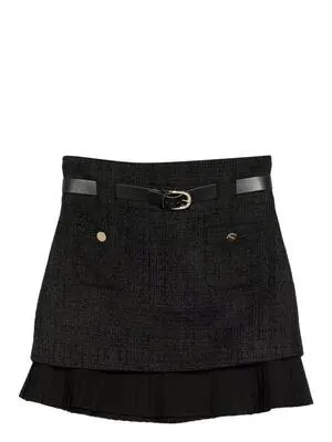 SANDRO Belted Ruffled Mini Skirt
