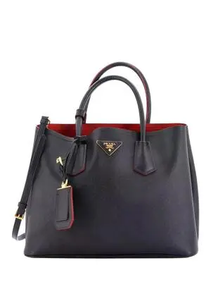 Prada Cuir Double Saffiano Leather Medium Tote Bag - Black