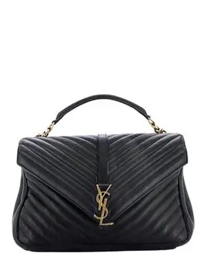 Saint Laurent Matelassé Chevron Leather Shoulder Bag - Black