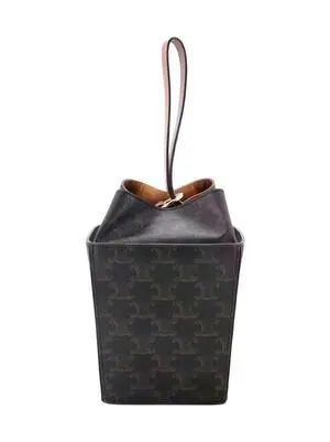 Celine Celine Strap Box Top Handle Bag Triomphe Coated Canvas Satchel Brown